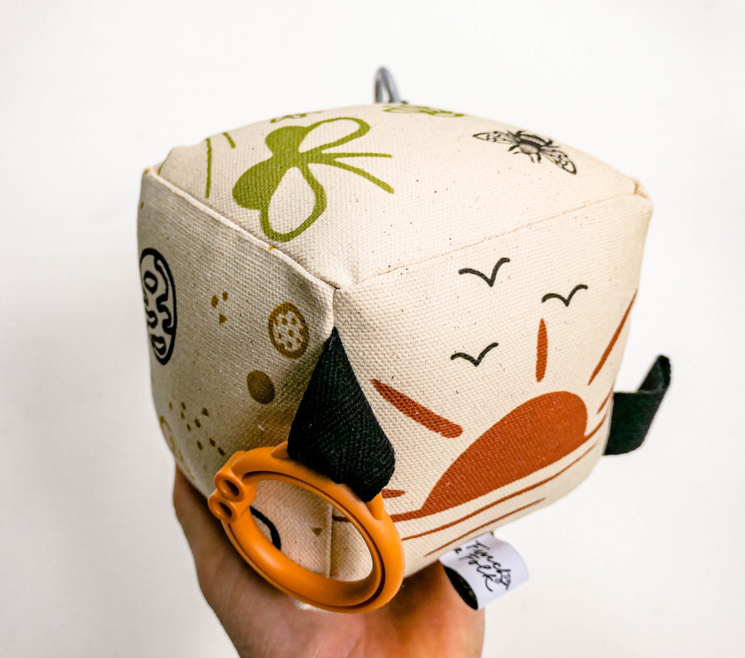 Handmade Soft Block Toy - Nature Scenes - Rust, Mustard and Sage Colou ...